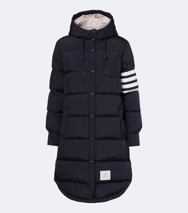 Thom Browne 4-bar Hooded Down Coat - Blue