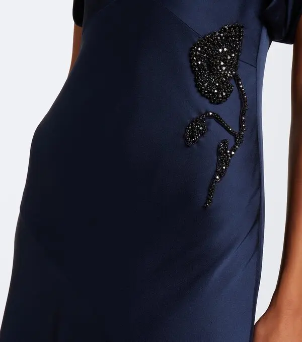 Erdem Draped Embellished Satin Cady Gown