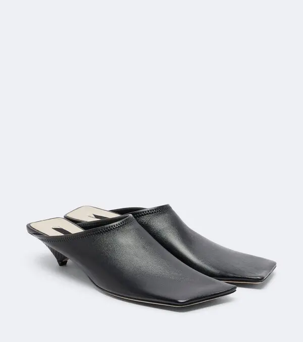 CHRISTEN Edge Leather Mules - Black