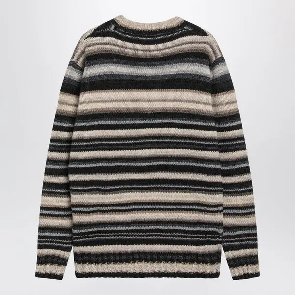 Dolce & Gabbana Beige Striped Sweater In Wool Blend