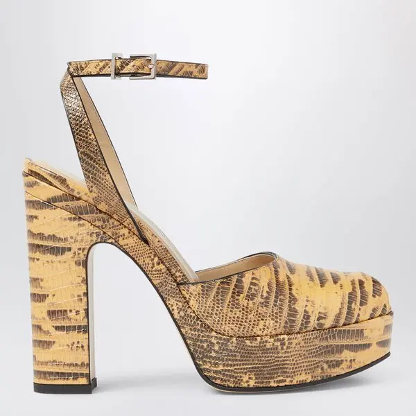 Fendi After 9 Sandals In Light /black Printed Calfskin - Orange