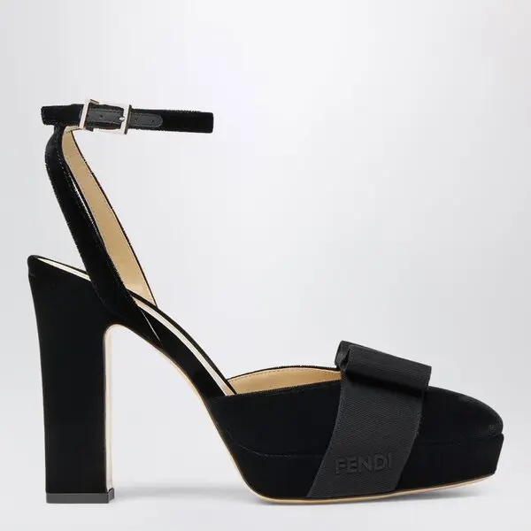 Fendi After 9 Slingback Pumps In Velvet - Black