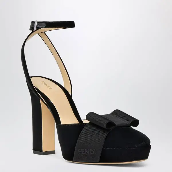 Fendi After 9 Slingback Pumps In Velvet - Black
