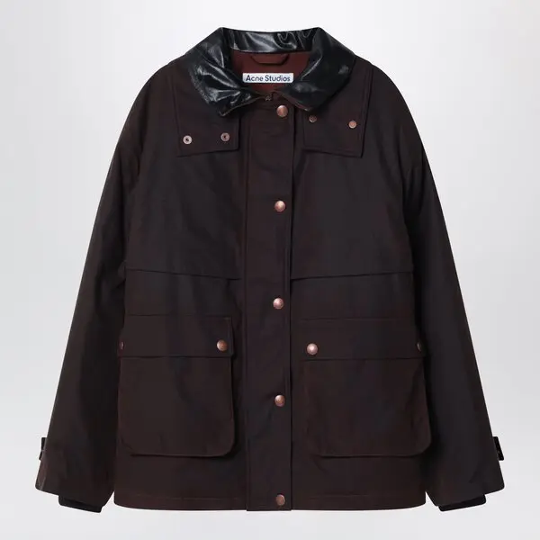 Acne Studios Dark Jacket In Waxed Organic Cotton Canvas - Brown
