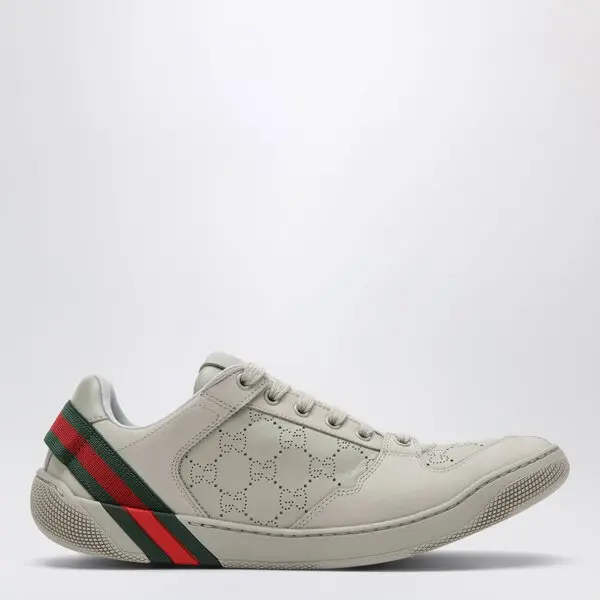 Gucci Grey Sneakers With Perforated Gg Motif