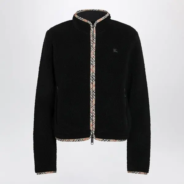 Burberry Zip-up Jacket In Teddy-effect Fleece - Black
