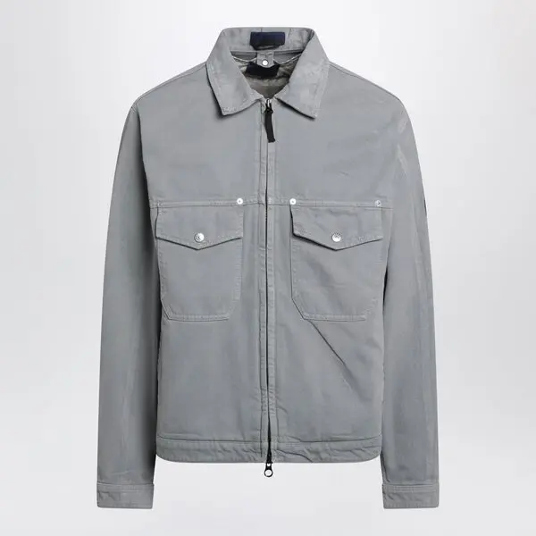 Stone Island Grey Zip-up Shirt Jacket In Cotton - Gray
