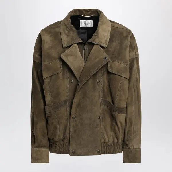 Saint Laurent Seaweed Suede Bomber Jacket