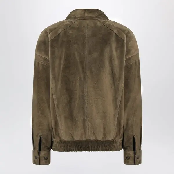Saint Laurent Seaweed Suede Bomber Jacket