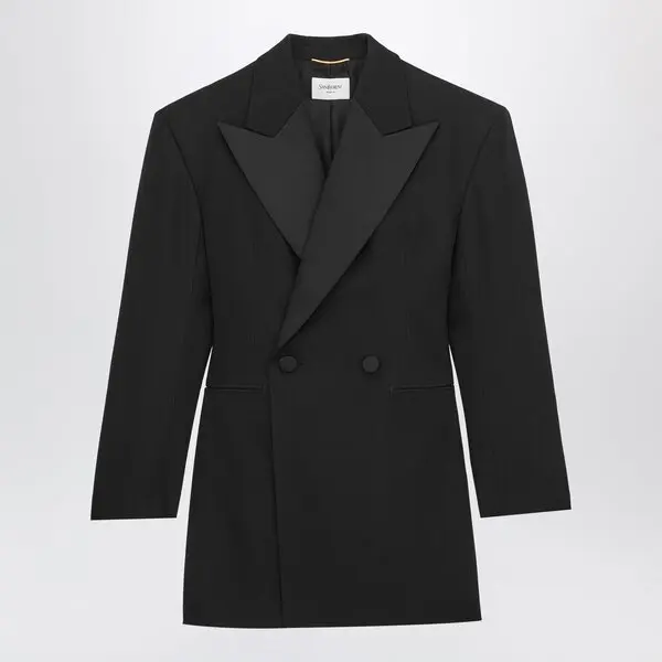 Saint Laurent Double-breasted Tuxedo Jacket In Virgin Wool