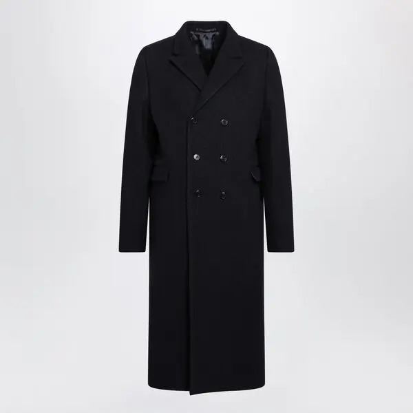 Prada Double-breasted Virgin Wool Overcoat - Blue