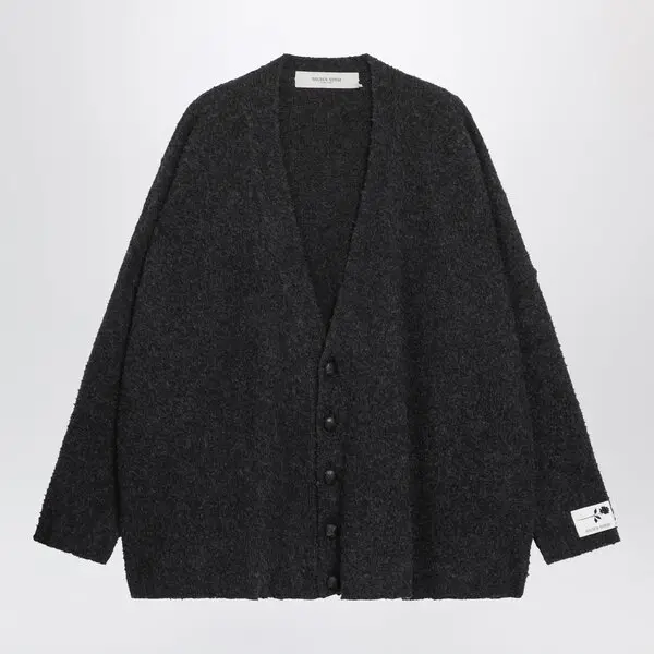 GOLDEN GOOSE Grey Boucle Knit Cardigan In Wool - Charcoal