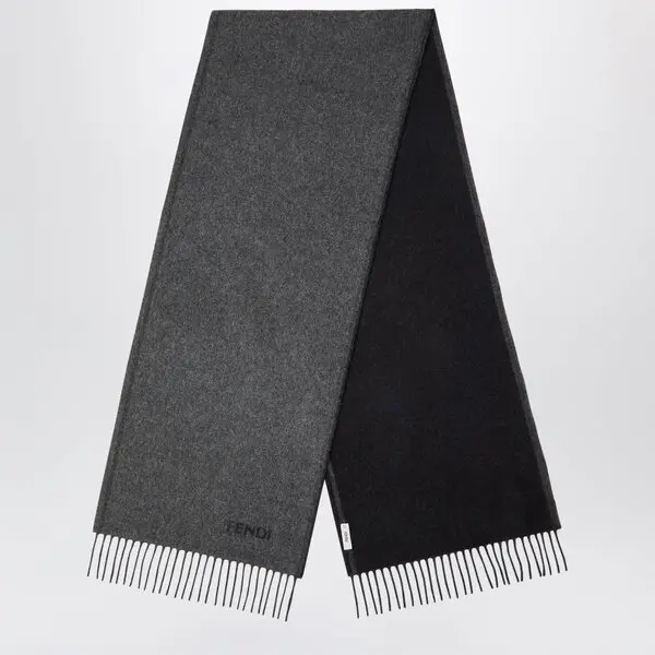Fendi Grey/black Double-sided Cashmere Scarf