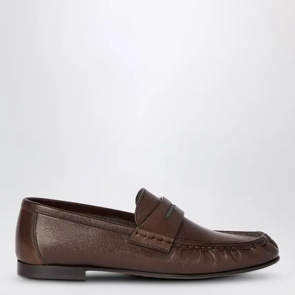 Brunello Cucinelli Penny Loafers In Riding Leather - Brown