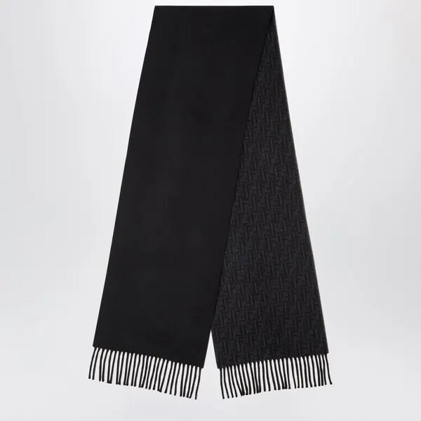 Fendi Ff Zucca Black Wool And Cashmere Scarf