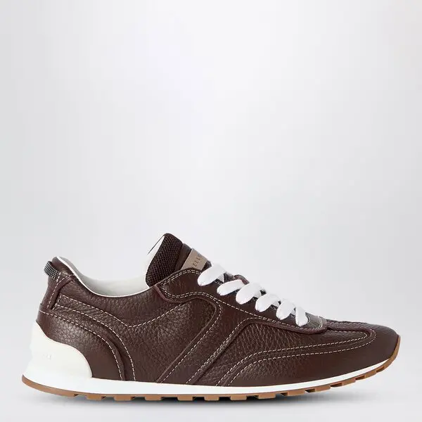 Brunello Cucinelli Brown Runners Sneakers In Soft Leather - Red