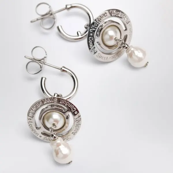 VIVIENNE WESTWOOD Platinum Pearl Stud Earrings