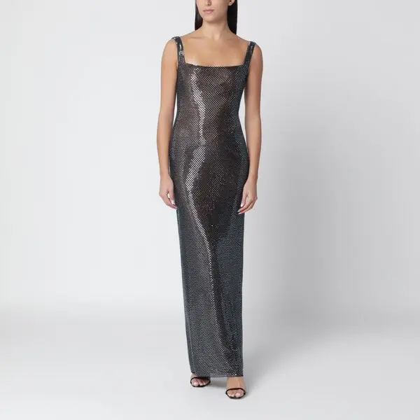 SELF-PORTRAIT Grey Embellished Long Dress - Gray