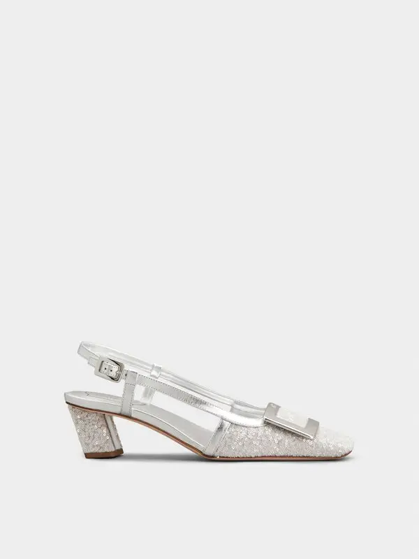ROGER VIVIER Belle Vivier Slingback Pumps With Sequins - Silver