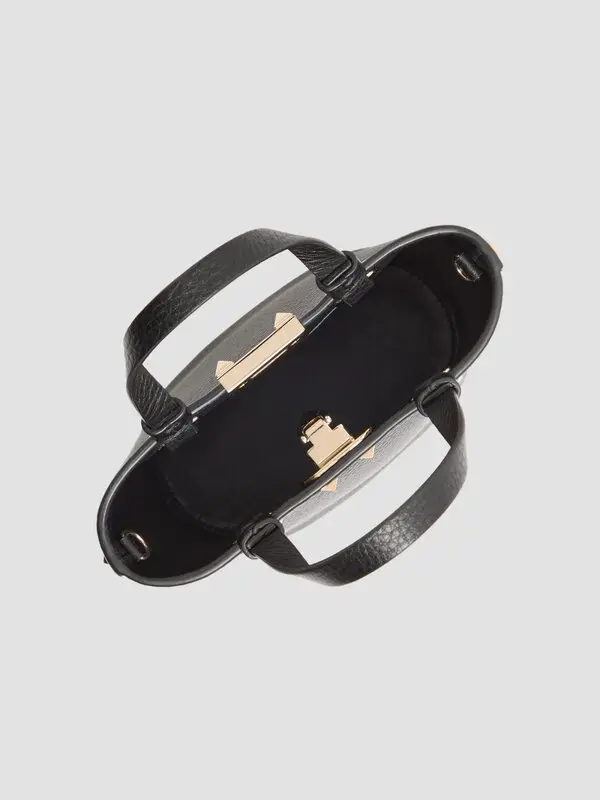 Valentino Garavani Rockstud Minitote Bag In Grainy Calfskin - Black