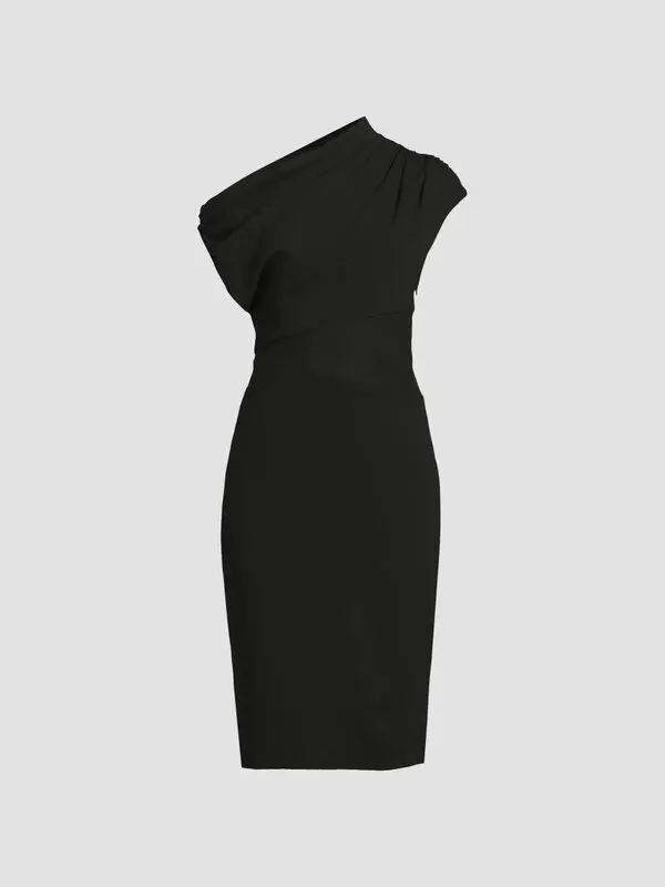 Aidan Mattox Crepe Jersey One-shoulder Midi-dress