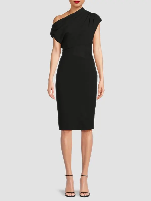 Aidan Mattox Crepe Jersey One-shoulder Midi-dress
