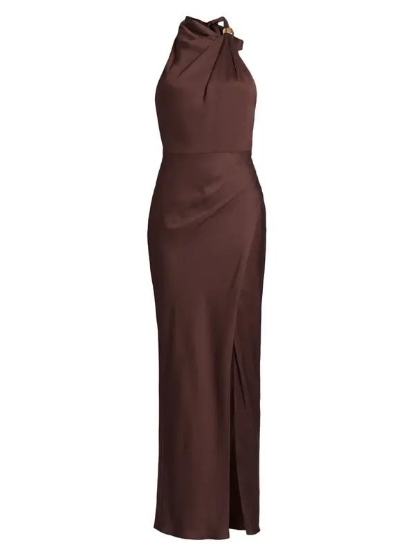 NICHOLAS THE LABEL Galilea Embellished Draped Halter Gown