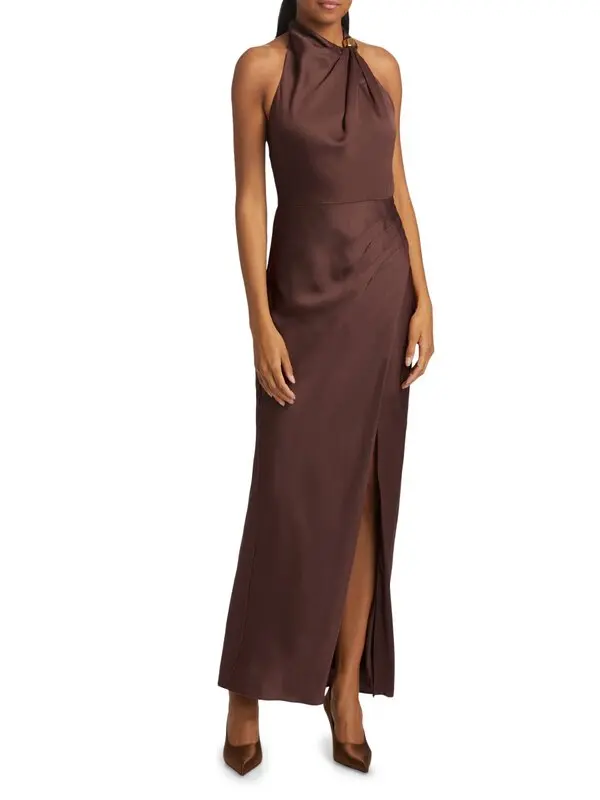 NICHOLAS THE LABEL Galilea Embellished Draped Halter Gown