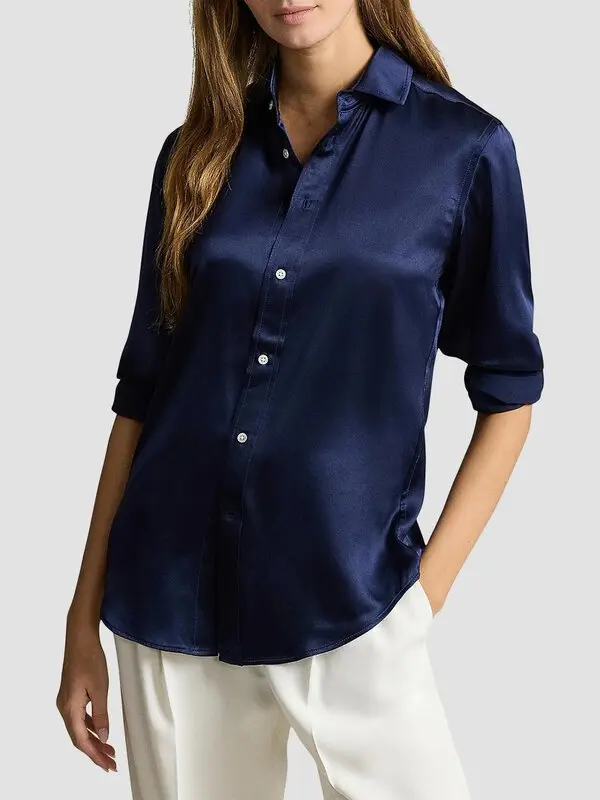 Polo Ralph Lauren Silk Charmeuse Button-front Shirt