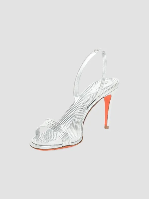 Santoni Serpenti 90mm Metallic Leather Slingback Sandals
