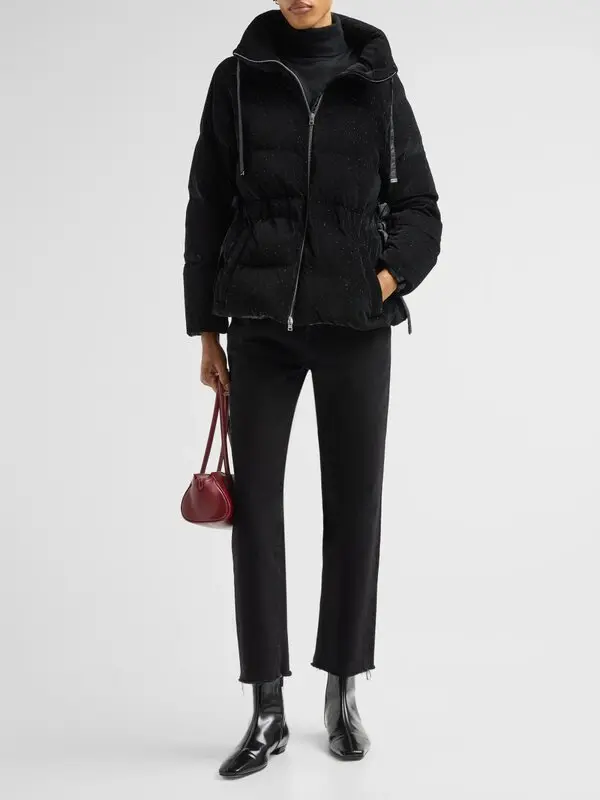 Herno Shiny Velvet Short Puffer Jacket