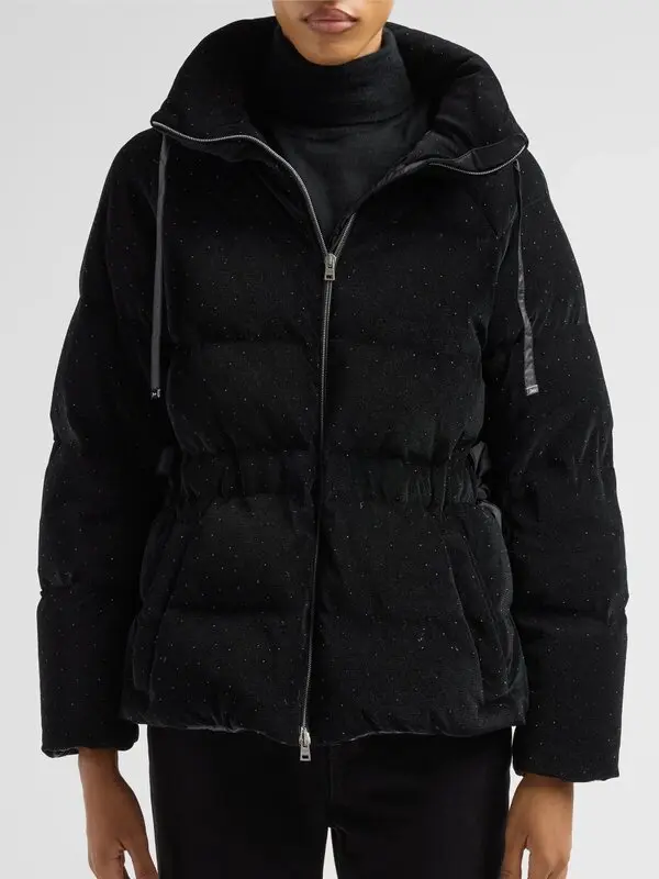 Herno Shiny Velvet Short Puffer Jacket