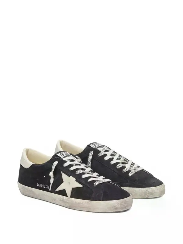 GOLDEN GOOSE Super-star In Dark Suede With White Star - Blue
