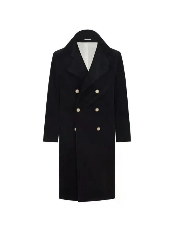 Brunello Cucinelli Comfort Cotton And Cashmere Corduroy One-and-a-half Breasted Coat - Blue