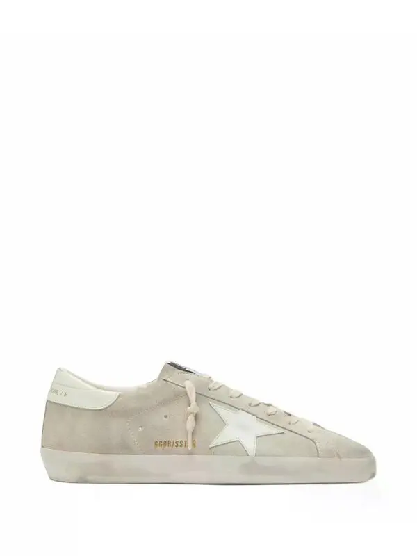 GOLDEN GOOSE Super-star In Light Gray Suede With White Leather Star Sneakers - Grey