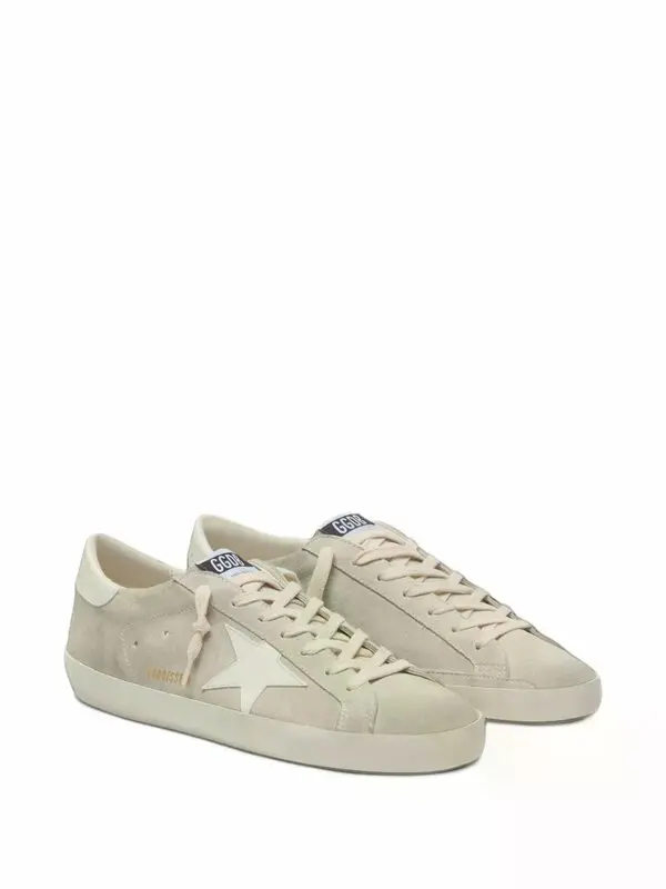 GOLDEN GOOSE Super-star In Light Gray Suede With White Leather Star Sneakers