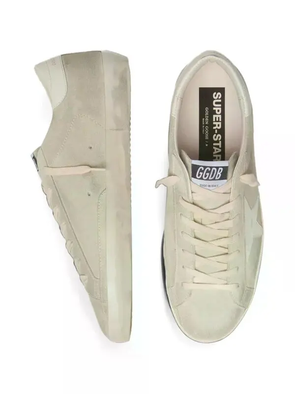 GOLDEN GOOSE Super-star In Light Gray Suede With White Leather Star Sneakers