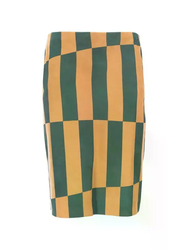 LA ROSE Checked Midi Skirt - Green