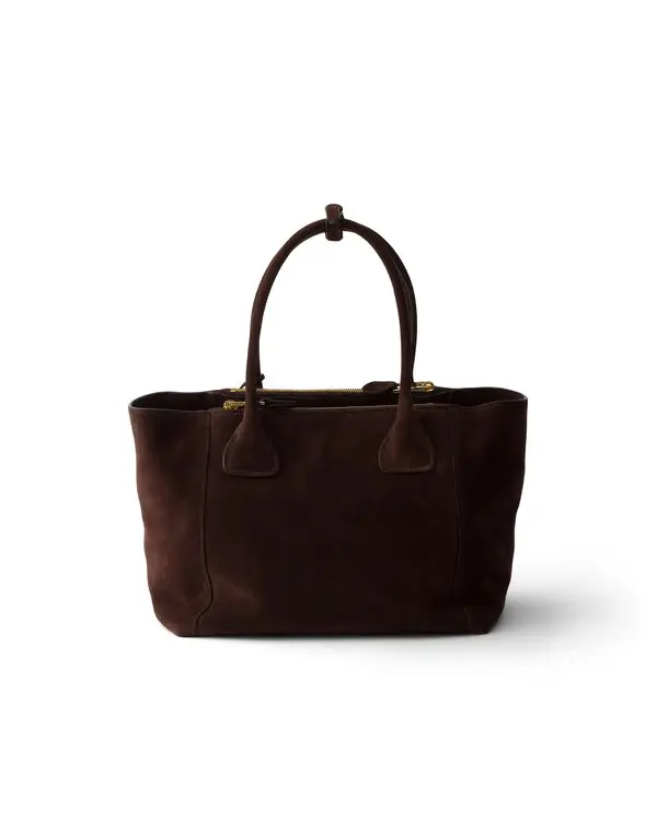 Prada Medium Suede Tote Bag - Brown