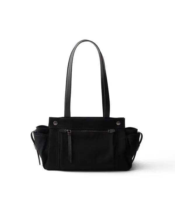 Prada Medium Canvas And Leather Tote Bag