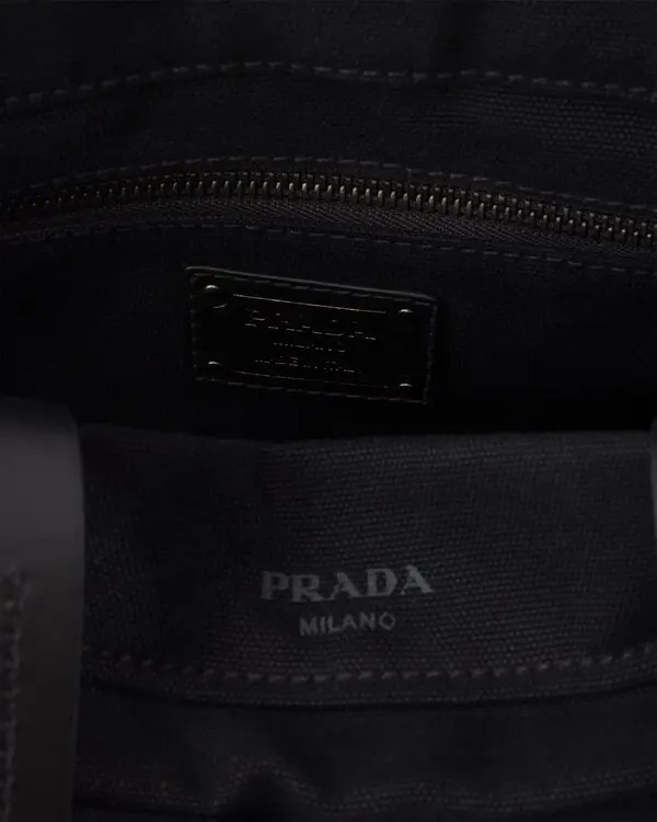 Prada Medium Canvas And Leather Tote Bag