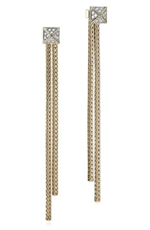 John Hardy Icon 14k Diamond Drop Earrings - Gold