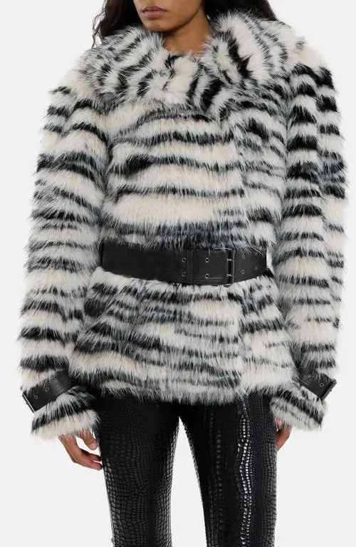 JADED LONDON Zebra Faux Fur Coat