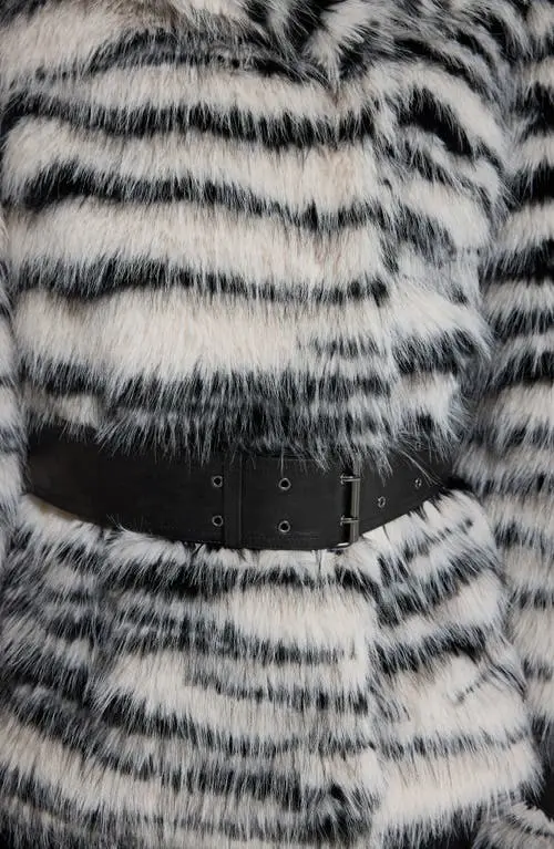 JADED LONDON Zebra Faux Fur Coat