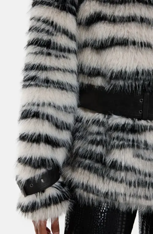 JADED LONDON Zebra Faux Fur Coat
