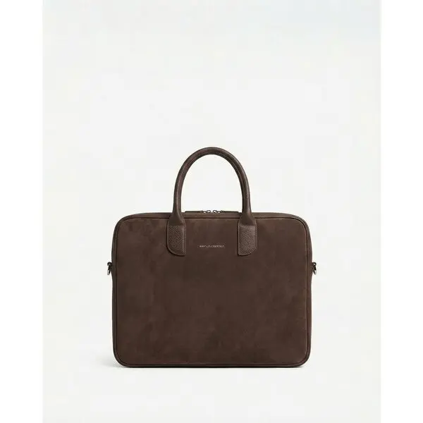 WANT Les Essentiels Lesage Suede Leather Computer Bag - Chocolate