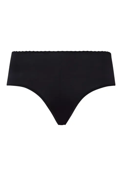 Hanro Satin Deluxe Satin Jersey High Cut Brief - Black