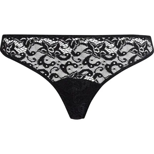 Hanro Luxury Moments Lace Thong - Black