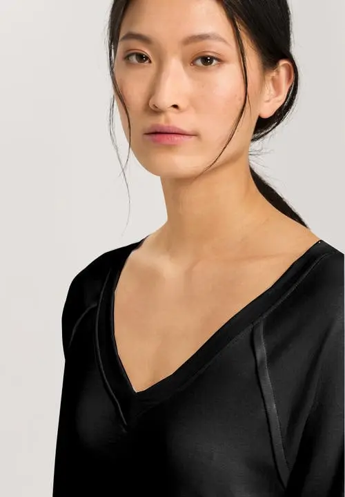Hanro Pure Essence Long Cotton Nightgown - Black