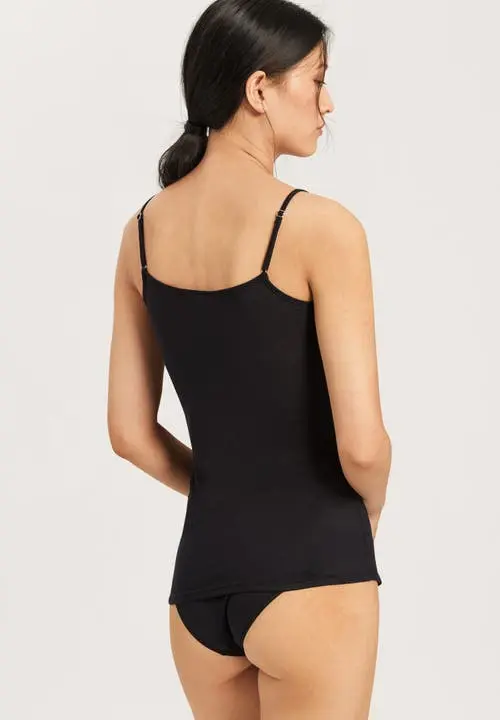 Hanro Ultralight Round Neck Cotton Camisole - Black